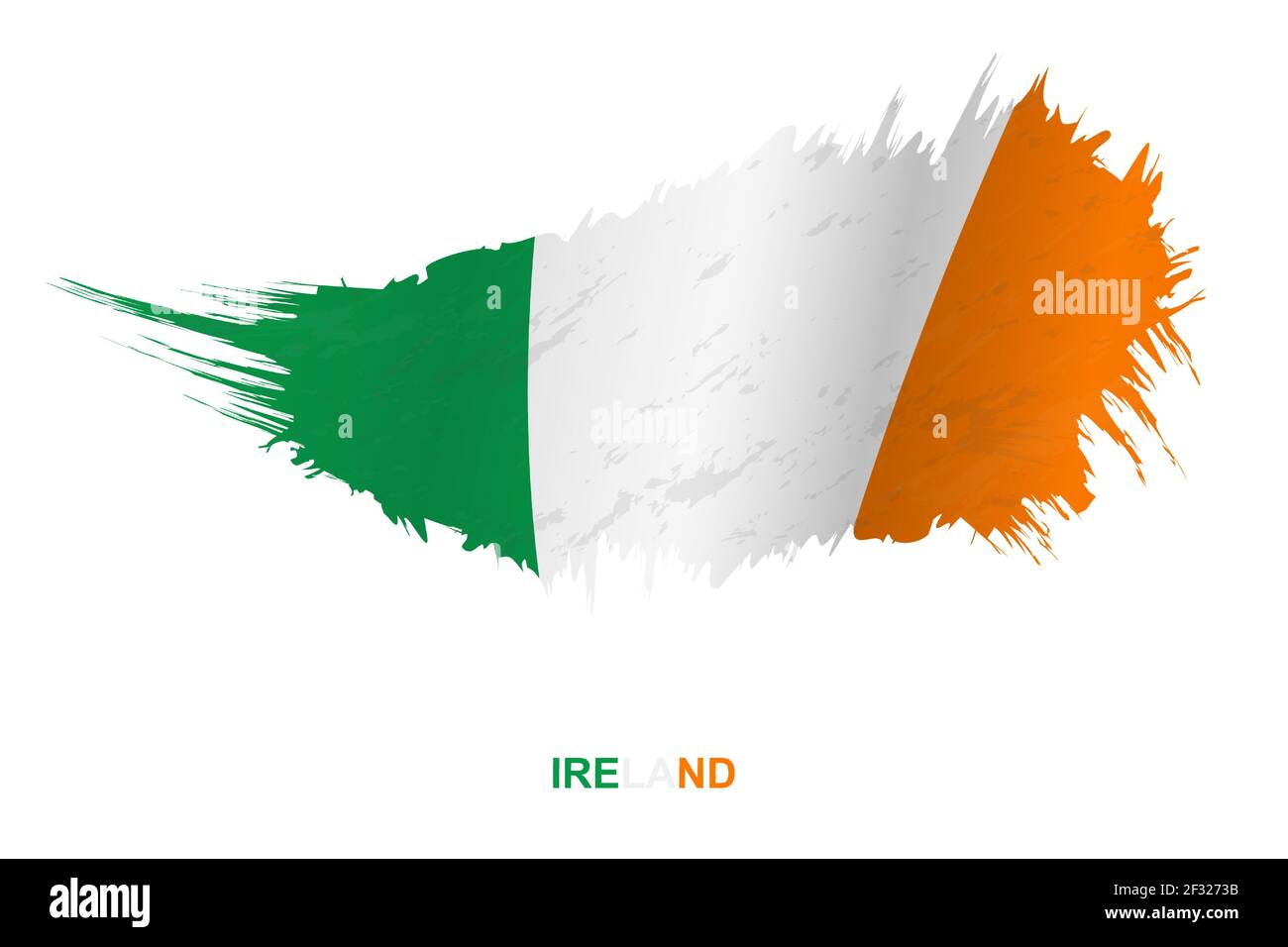 Flag of Ireland in grunge style with waving effect, vector grunge brush ...