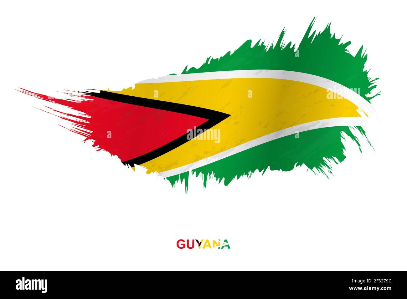 Flag of Guyana in grunge style with waving effect, vector grunge brush stroke flag Stock Vector ...