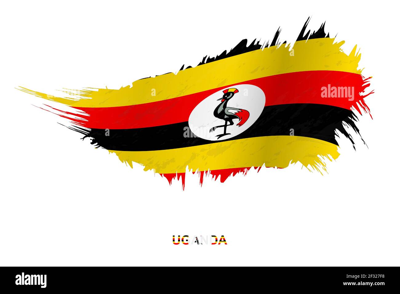 Flag of Uganda in grunge style with waving effect, vector grunge brush stroke flag Stock Vector ...