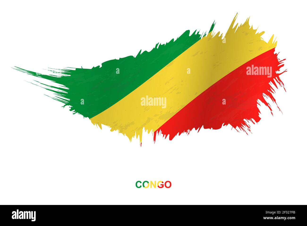 Flag of Congo in grunge style with waving effect, vector grunge brush ...