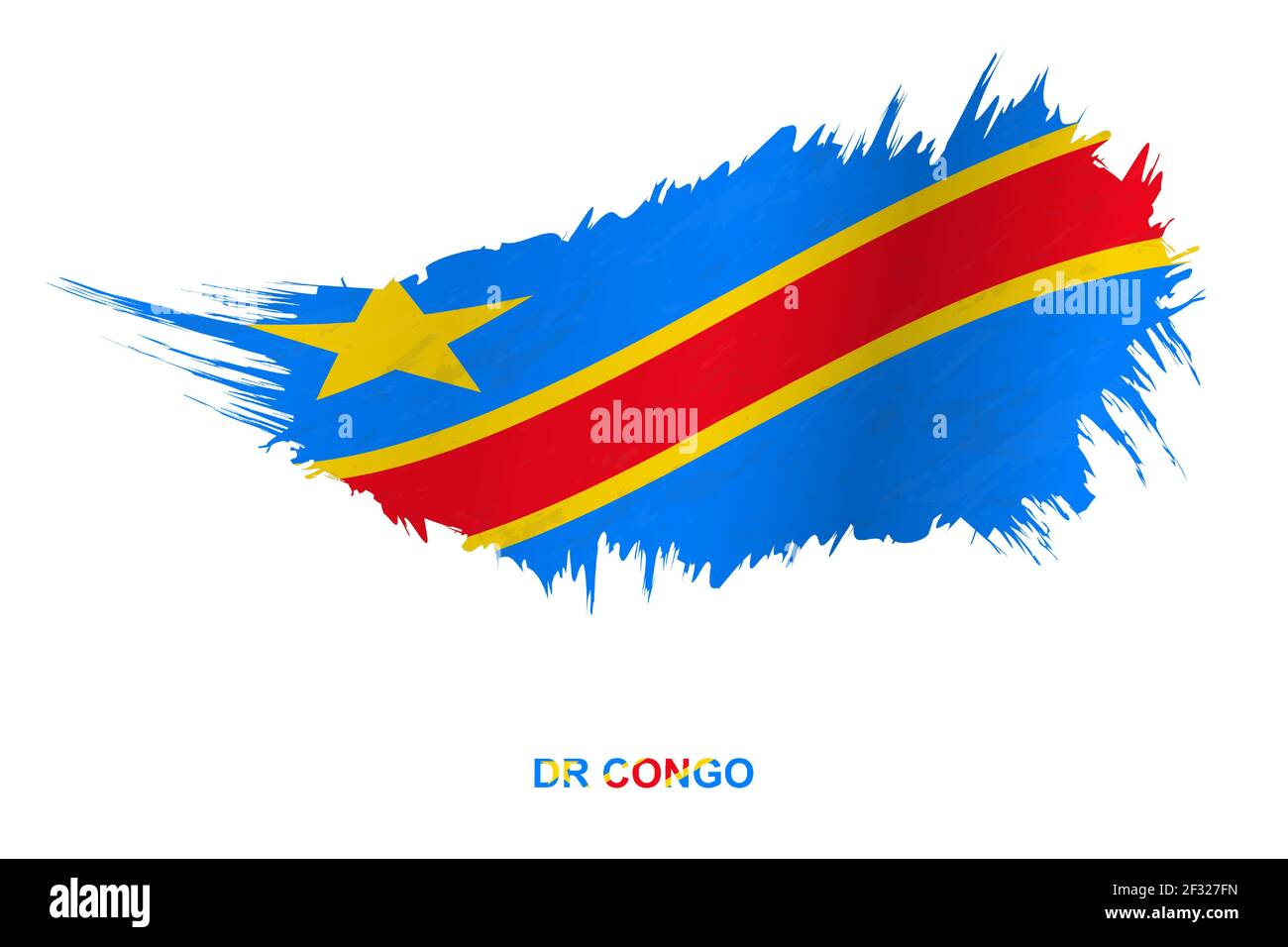 Flag of DR Congo in grunge style with waving effect, vector grunge ...
