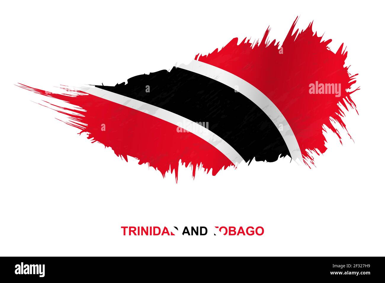 Flag of Trinidad and Tobago in grunge style with waving effect, vector grunge brush stroke flag ...