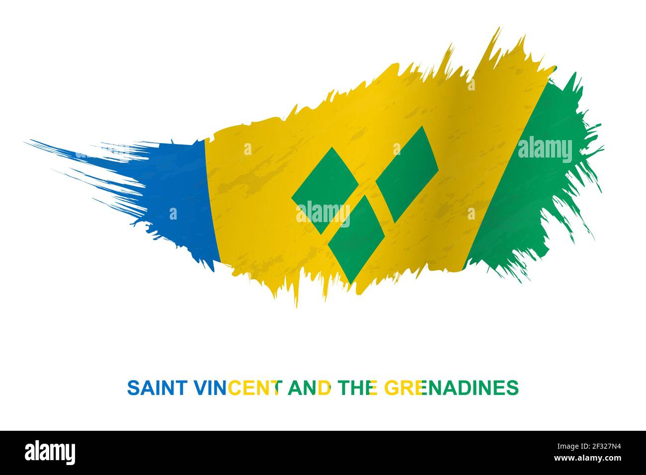Flag of Saint Vincent and the Grenadines in grunge style with waving ...