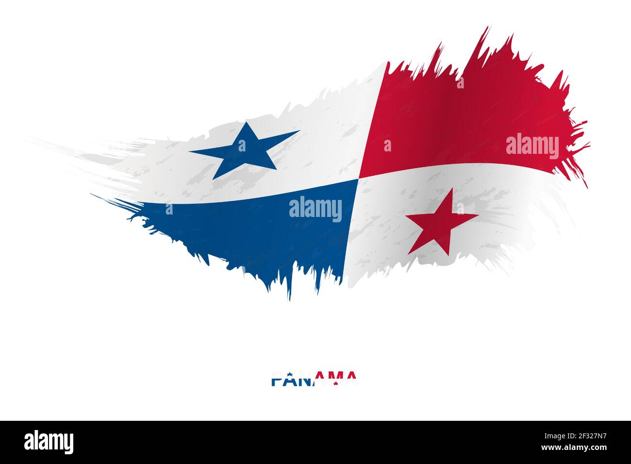 Flag of Panama in grunge style with waving effect, vector grunge brush ...