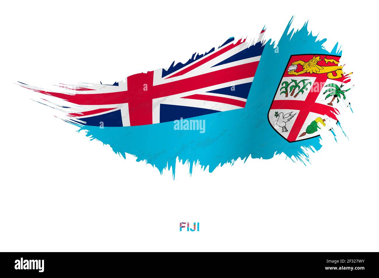 Flag of Fiji in grunge style with waving effect, vector grunge brush ...