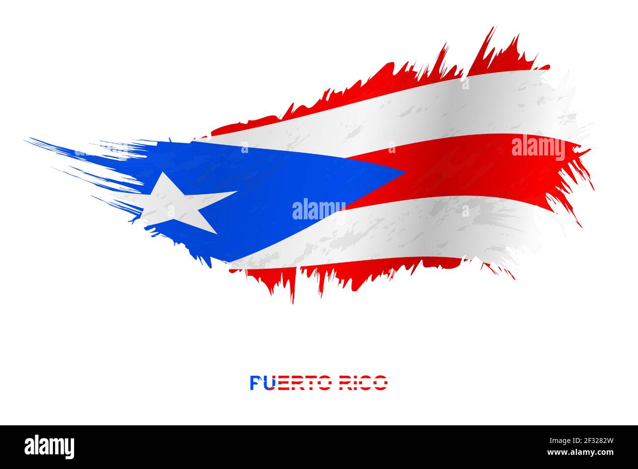 Flag of Puerto Rico in grunge style with waving effect, vector grunge ...