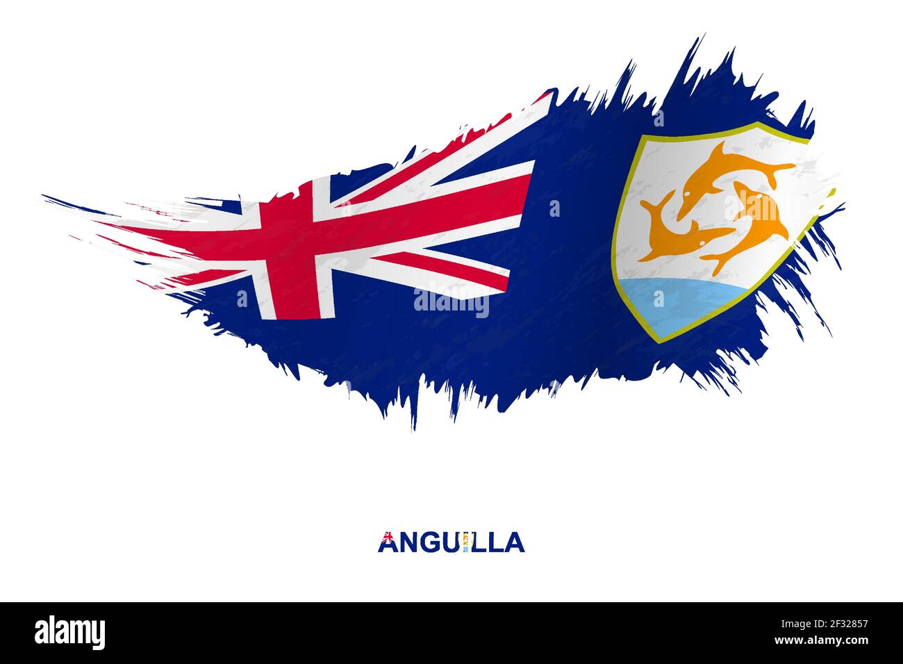 Flag of Anguilla in grunge style with waving effect, vector grunge ...