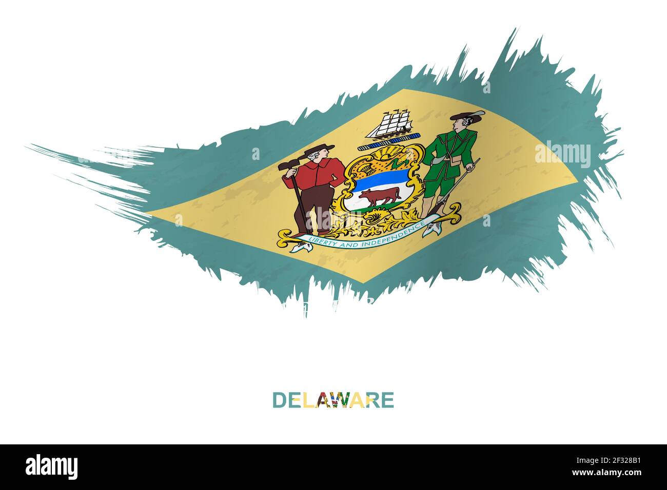 Flag of Delaware state in grunge style with waving effect, vector ...