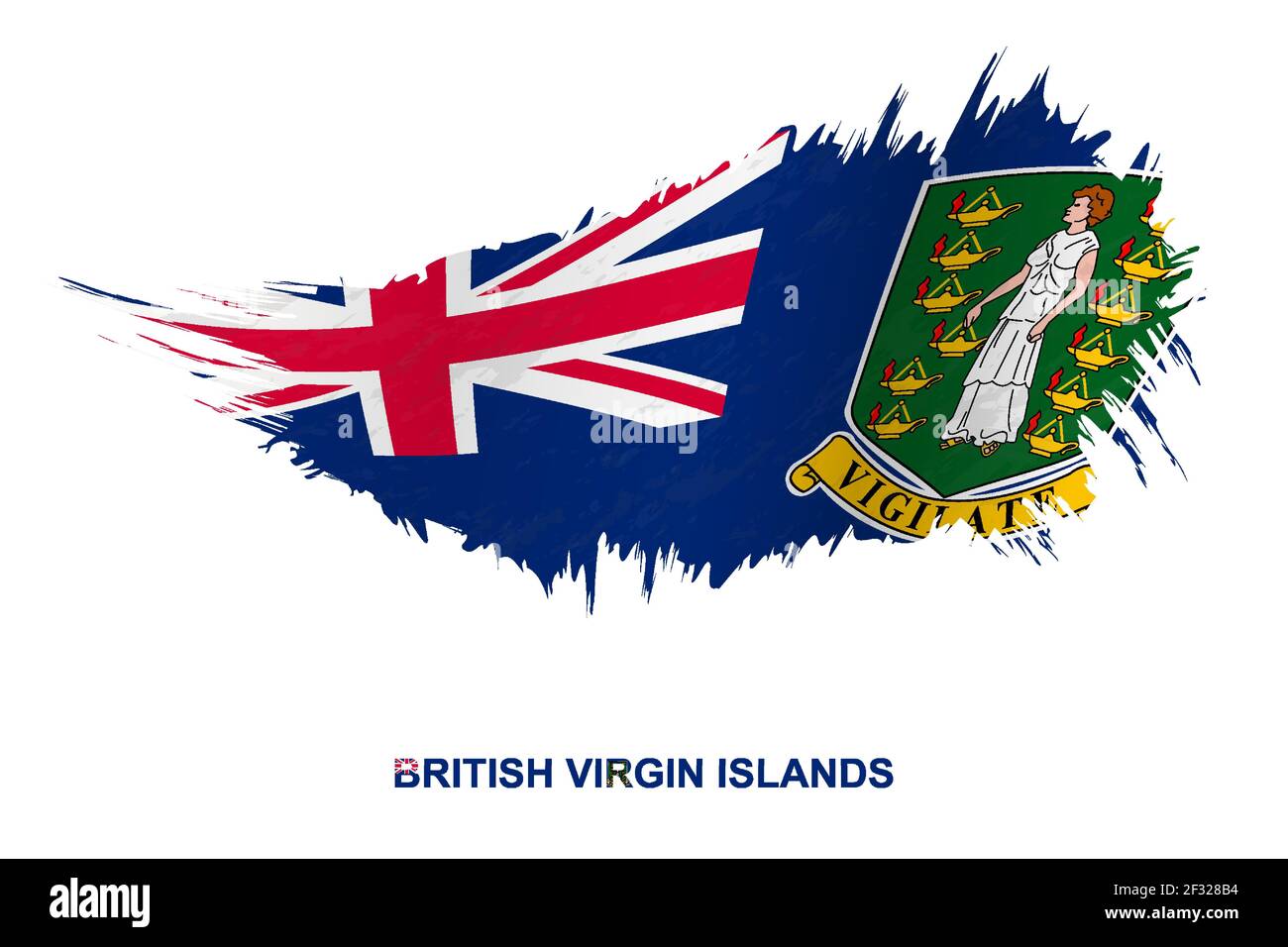 Flag of British Virgin Islands in grunge style with waving effect ...