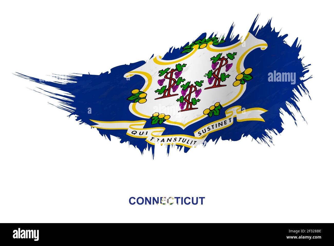 Flag of Connecticut state in grunge style with waving effect, vector ...