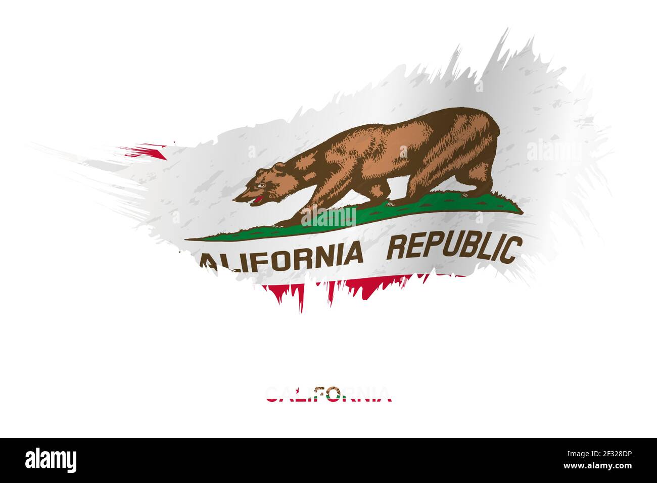 Flag of California state in grunge style with waving effect, vector ...