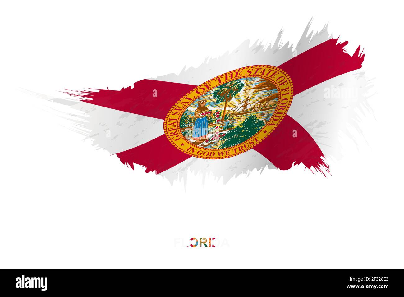 Flag of Florida state in grunge style with waving effect, vector grunge ...