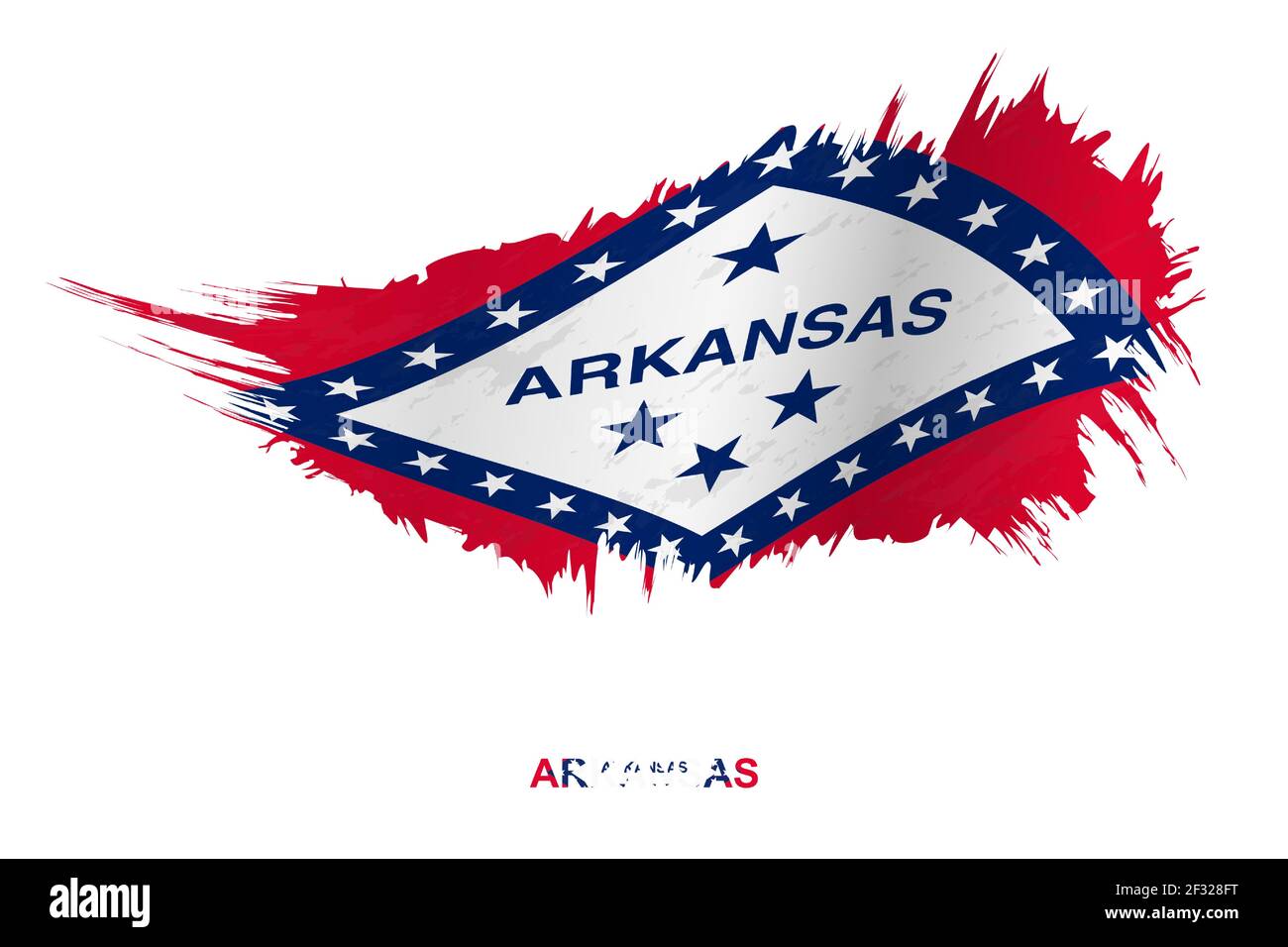 Flag of Arkansas state in grunge style with waving effect, vector ...