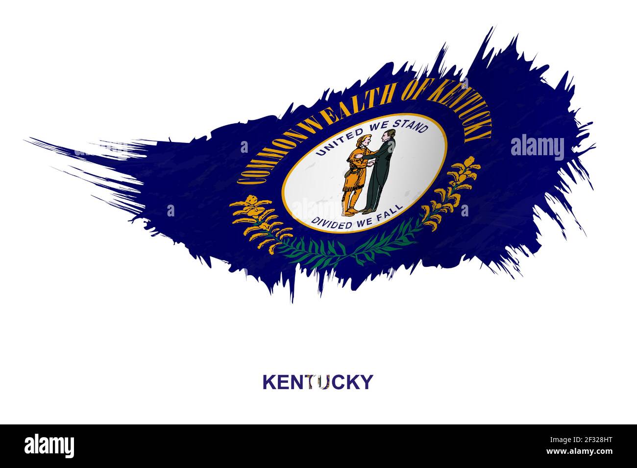 Flag of Kentucky state in grunge style with waving effect, vector ...