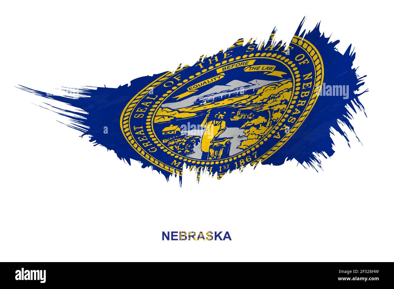 Flag of Nebraska state in grunge style with waving effect, vector ...