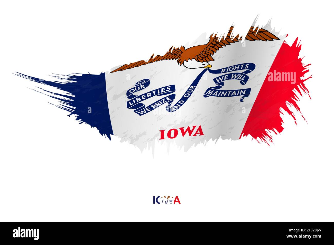 Flag of Iowa state in grunge style with waving effect, vector grunge ...