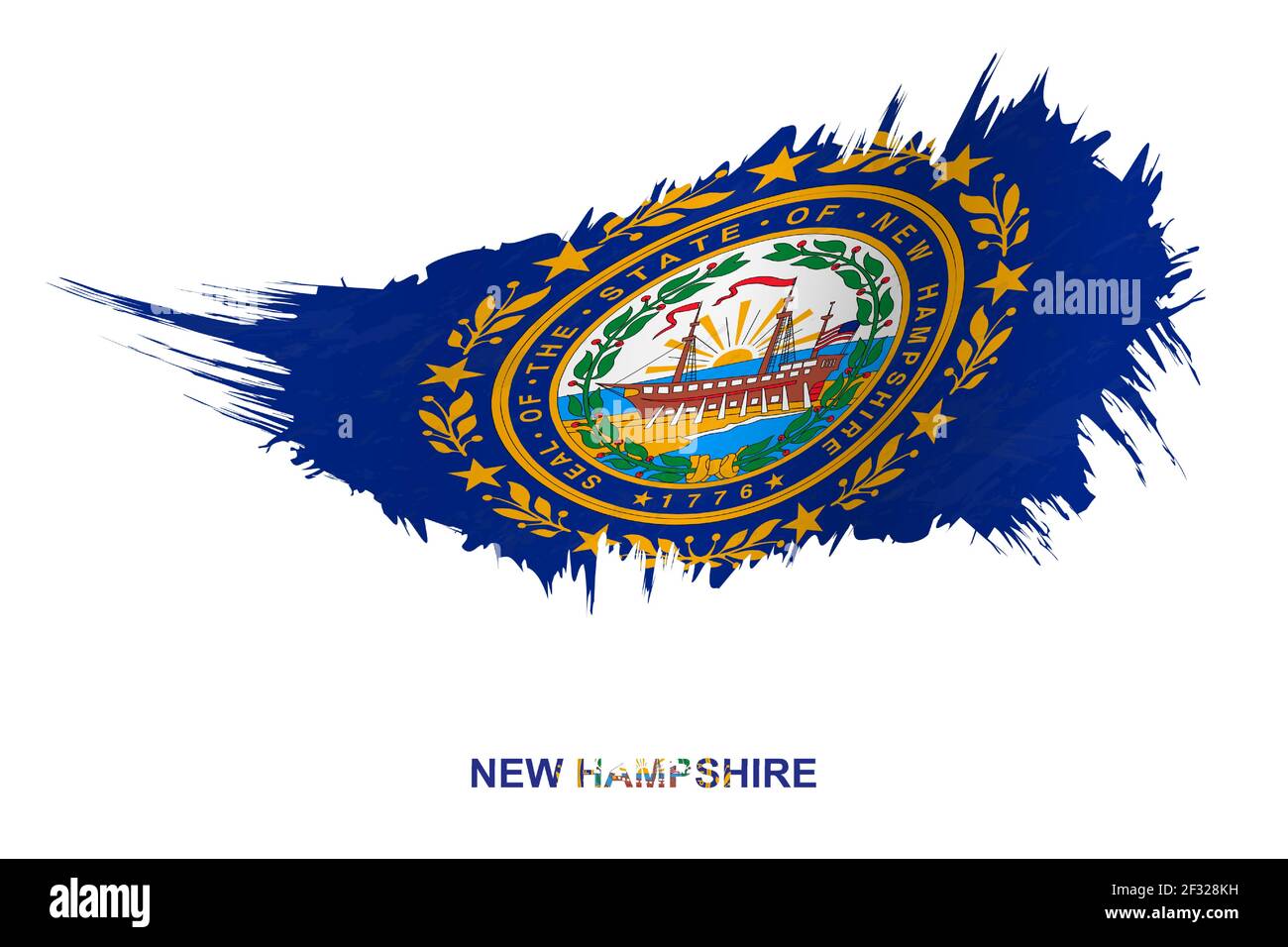 Flag of New Hampshire state in grunge style with waving effect, vector ...