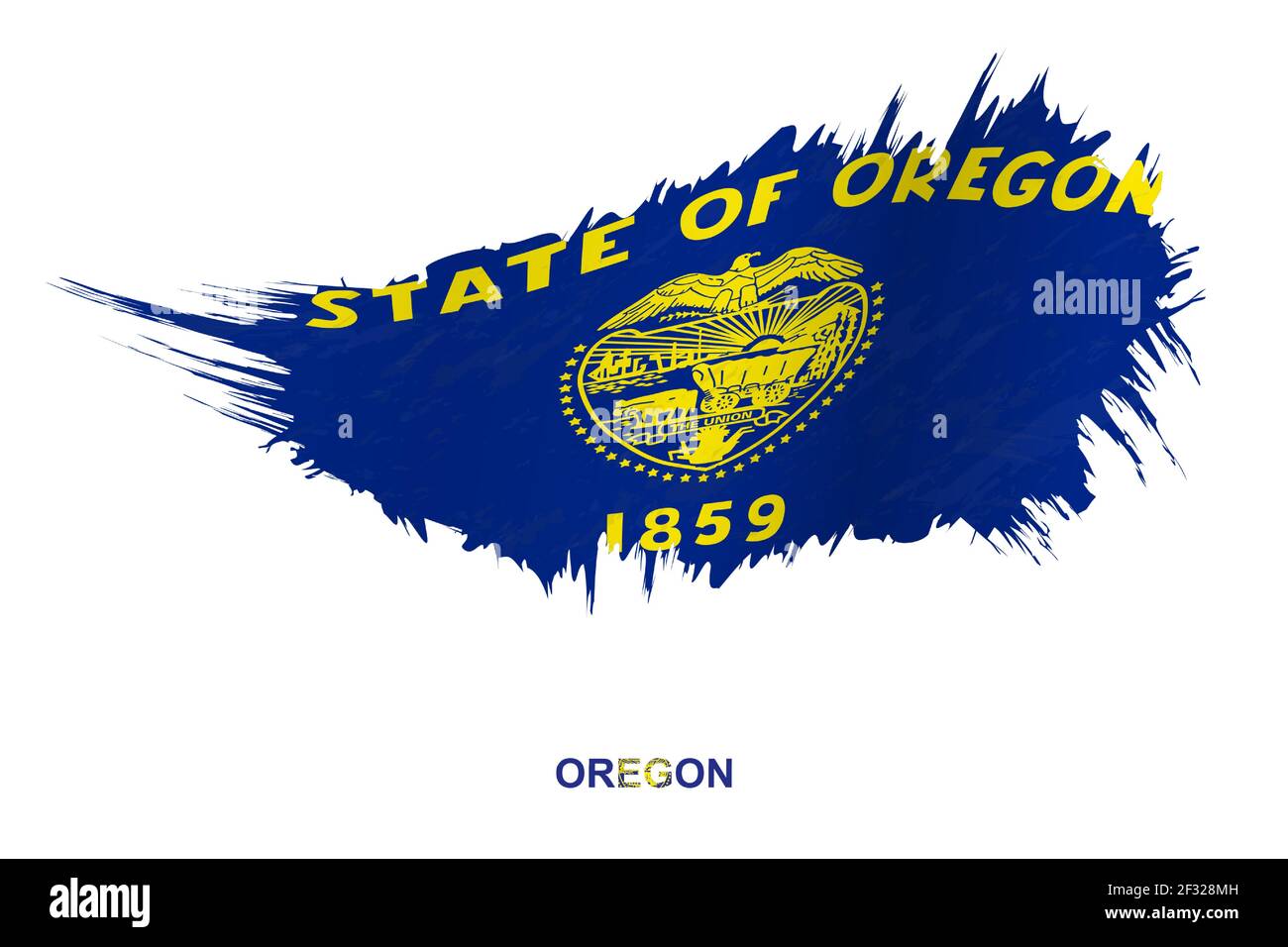 Flag of Oregon state in grunge style with waving effect, vector grunge ...