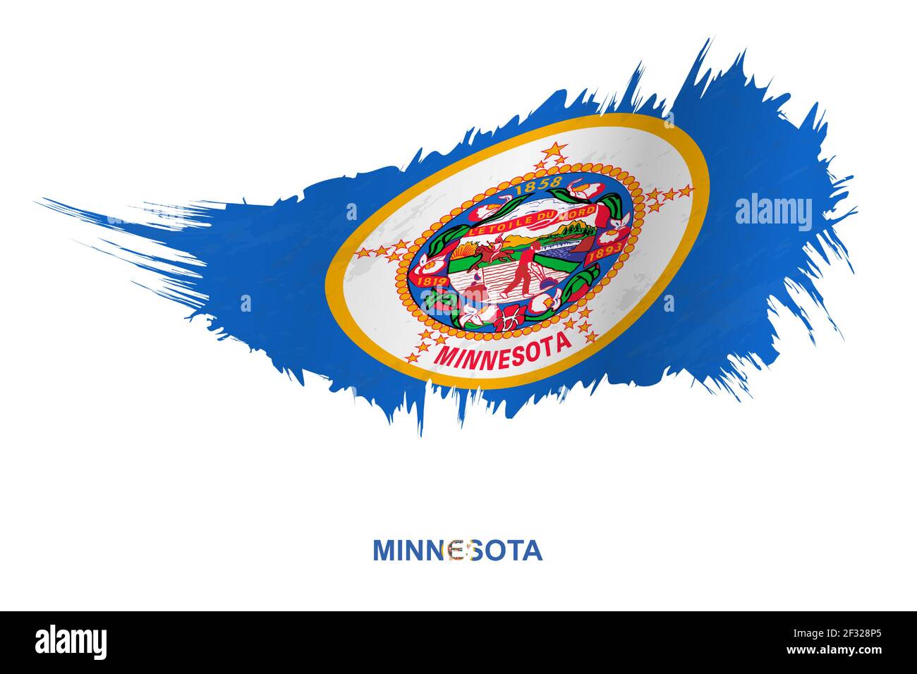 Flag of Minnesota state in grunge style with waving effect, vector ...