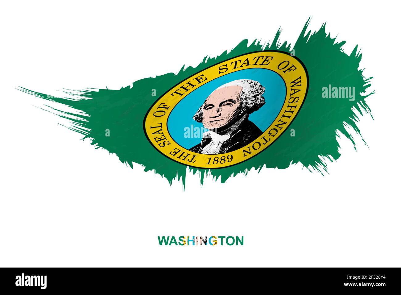 Flag of Washington state in grunge style with waving effect, vector ...