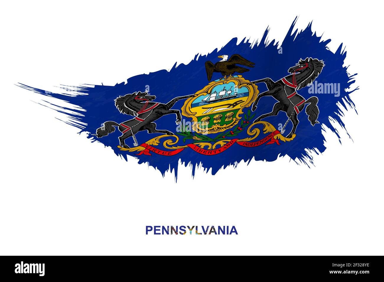 Flag of Pennsylvania state in grunge style with waving effect, vector ...