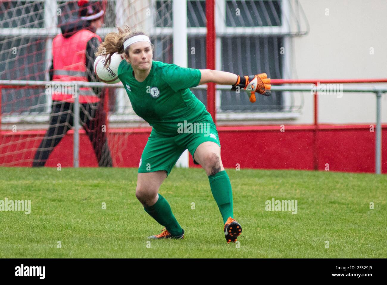 Cardiff Met goalkeeper Annabel Sweeney in action Briton Ferry Llansawel ...
