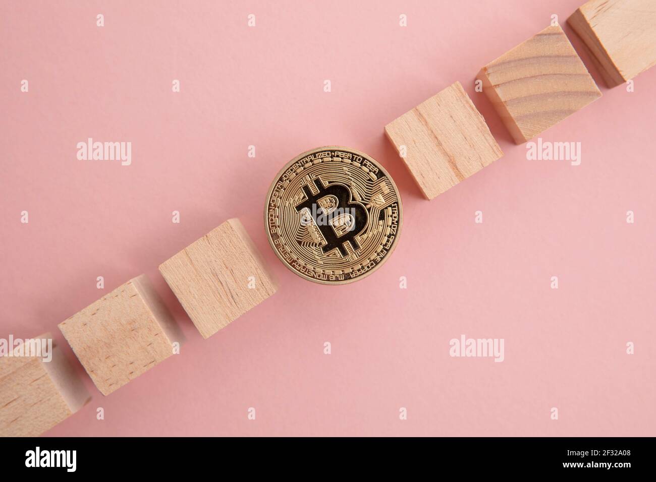 Bitcoin cryptocurrency coin blockchain technology concept. Coin with ...