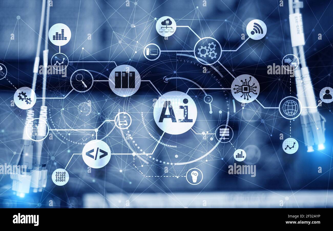 Artificial Intelligence. AI. Infographic illustration on fantastic ...