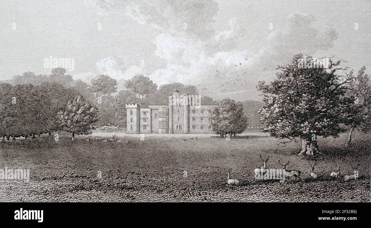 A historical view of the stately home Belhus in Essex, England, UK, the ...