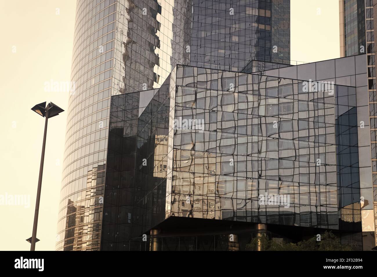 Downtown concept. Business centre. Glass facade skyscrapers ...