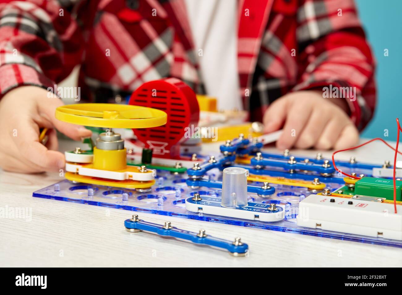 children playing with electronic constructor at studio Stock Photo - Alamy
