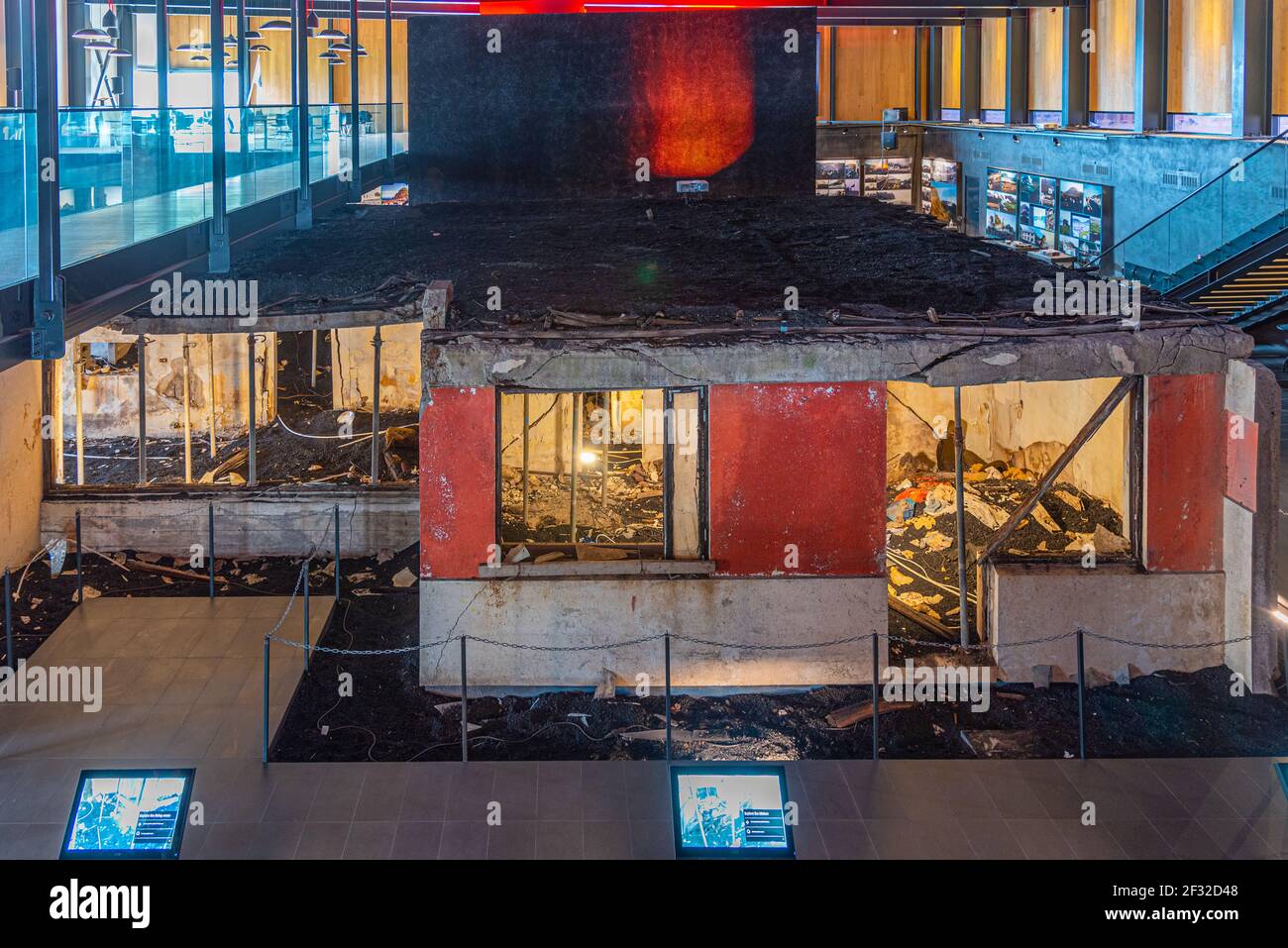 Heimaey, Iceland, August 27, 2020: Eldheimar museum showcasing a house ...