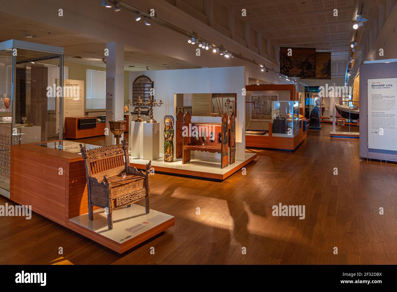 Reykjavik, Iceland, August 30, 2020: Exhibition inside of the national ...