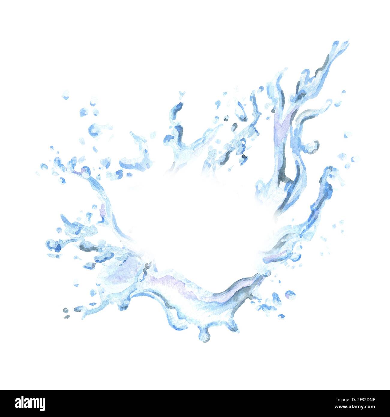 Dynamic splash isolated on a white background. Watercolor hand drawn ...