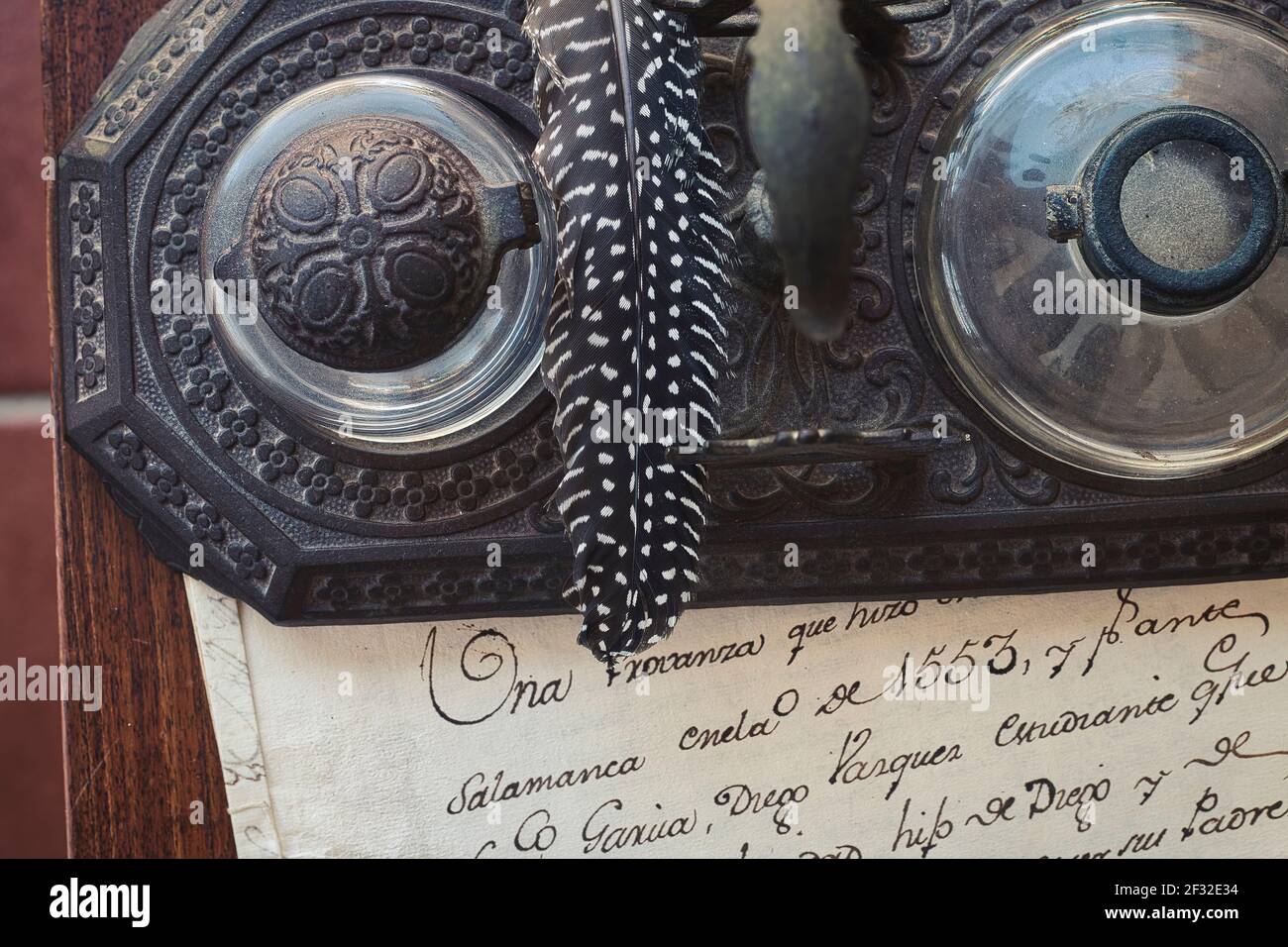 16th century manuscript and writing utensils Stock Photo - Alamy