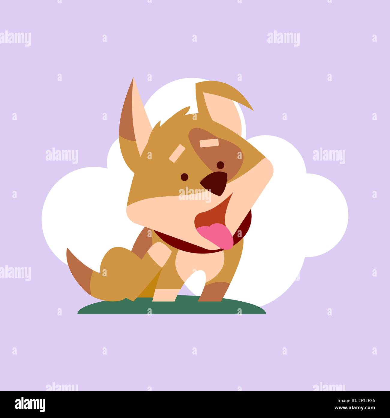 Cartoon drawn puppy itching. Color vector illustration Stock Vector ...