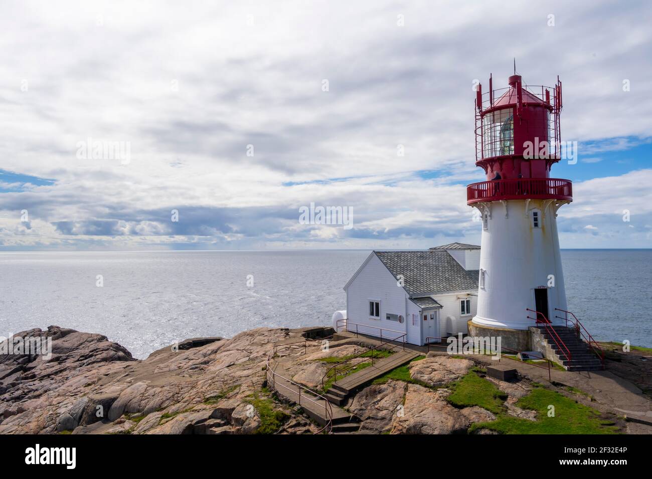 Red-white Lindesnes lighthouse, Lindesnes, Norway Stock Photo - Alamy