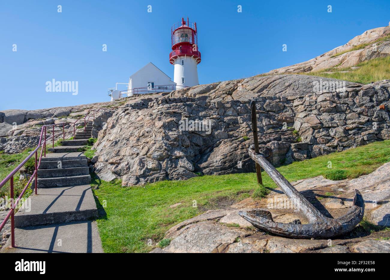 Red-white Lindesnes lighthouse, Lindesnes, Norway Stock Photo - Alamy