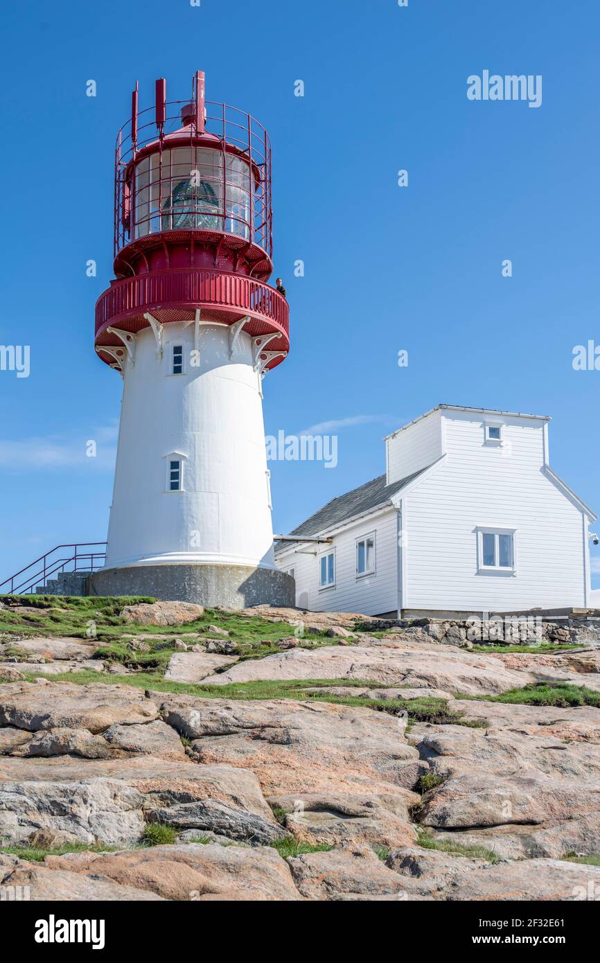 Red-white Lindesnes lighthouse, Lindesnes, Norway Stock Photo - Alamy