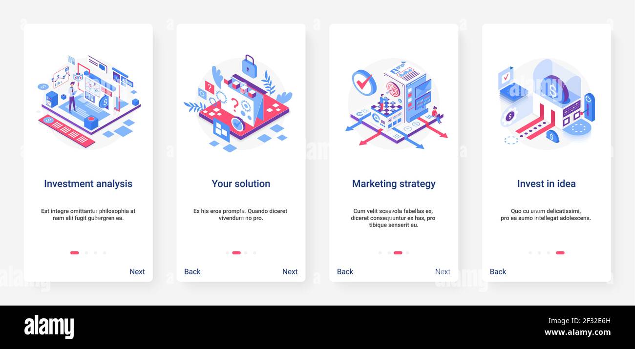 Business investment analysis technology UX, UI onboarding mobile app ...