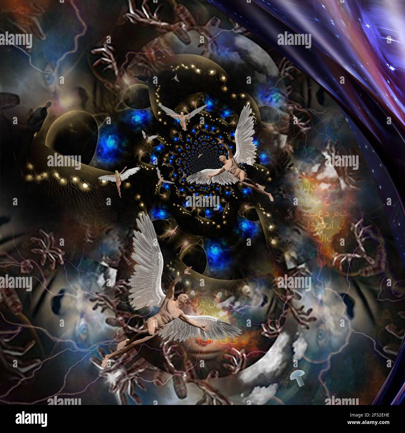 The flow of life and death. Spiritual art. 3D rendering Stock Photo - Alamy