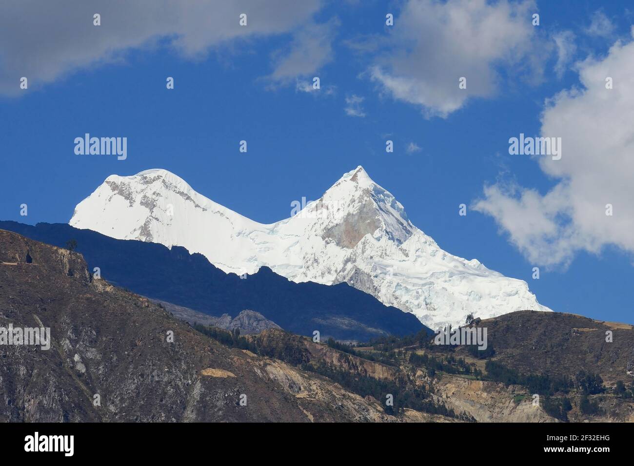 White peaks of Nevado Huandoy, Cordillera Blanca, Huaylas Province ...