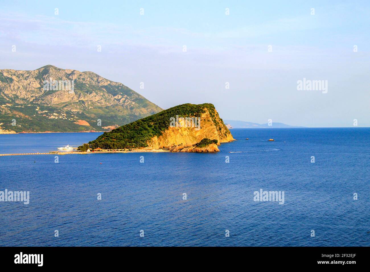 St. Nicholas Island in Budva. Montenegro. Island in the Adriatic Sea is ...