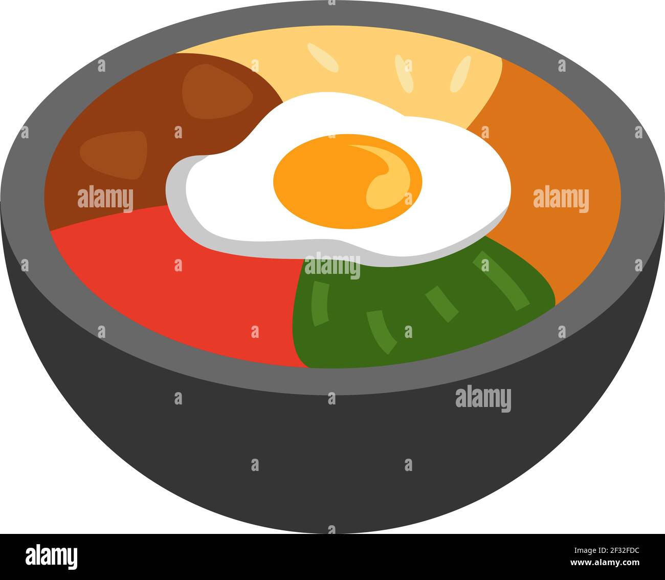 Asian bibimbap, illustration, vector on a white background Stock Vector ...