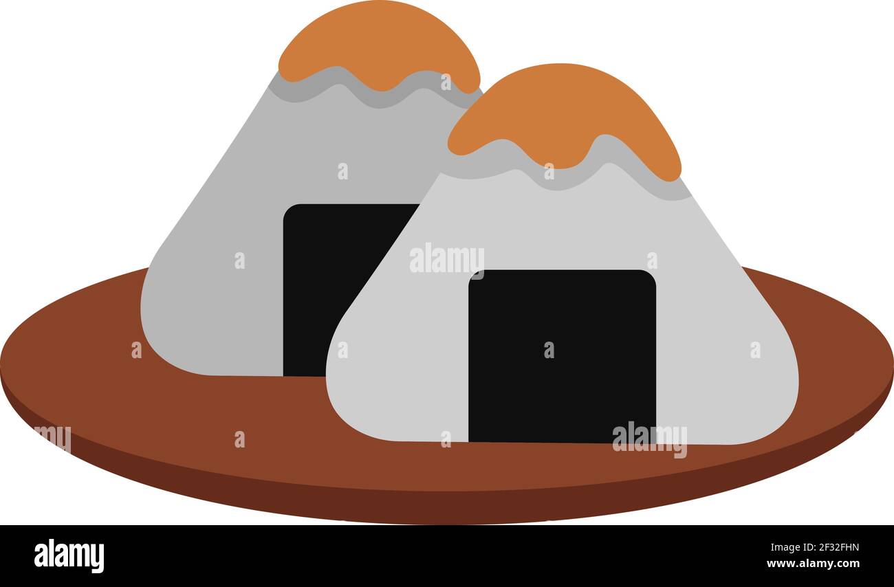 Asian onigiri, illustration, vector on a white background Stock Vector ...