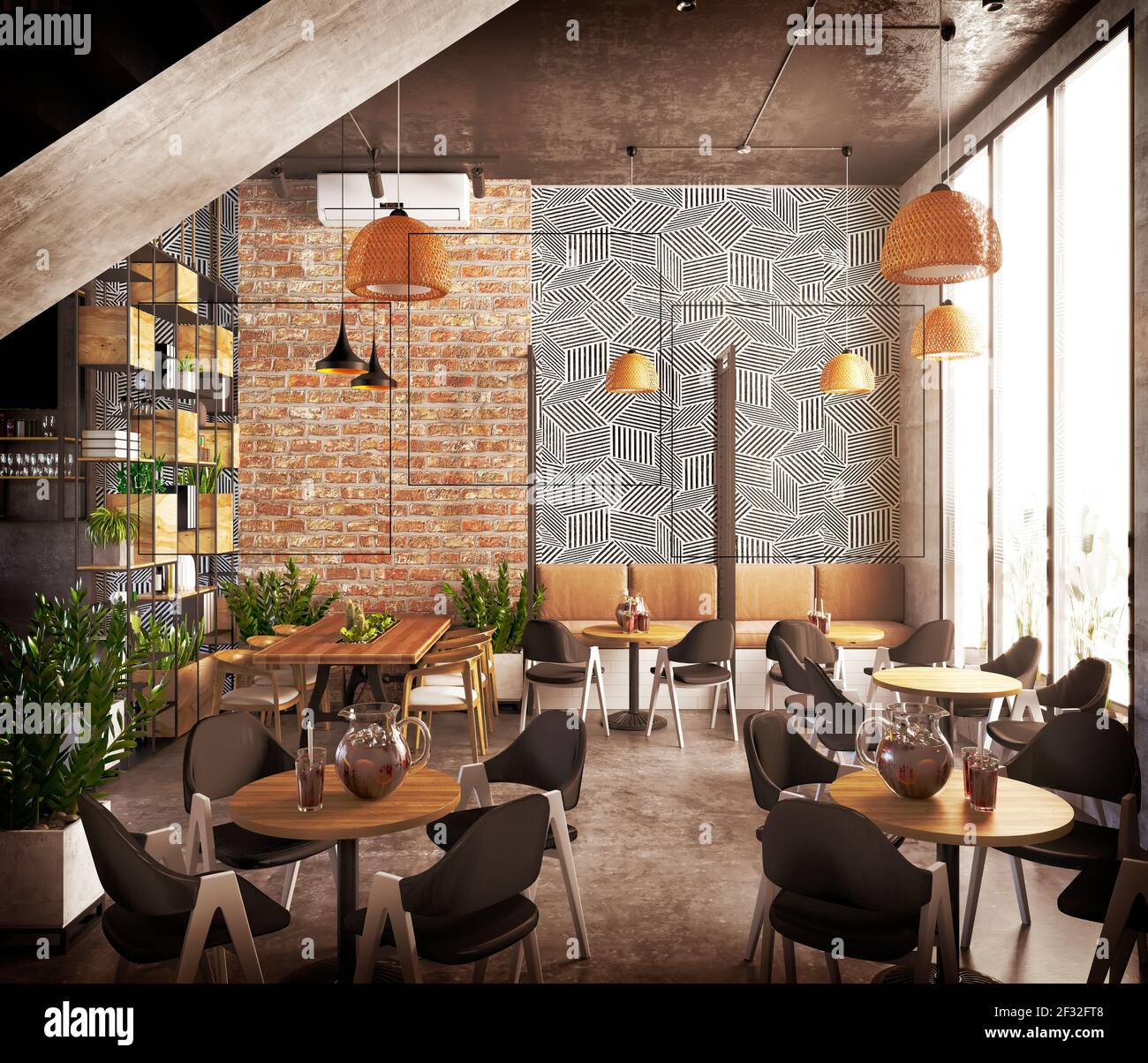 3d render of restaurant coffee shop Stock Photo - Alamy