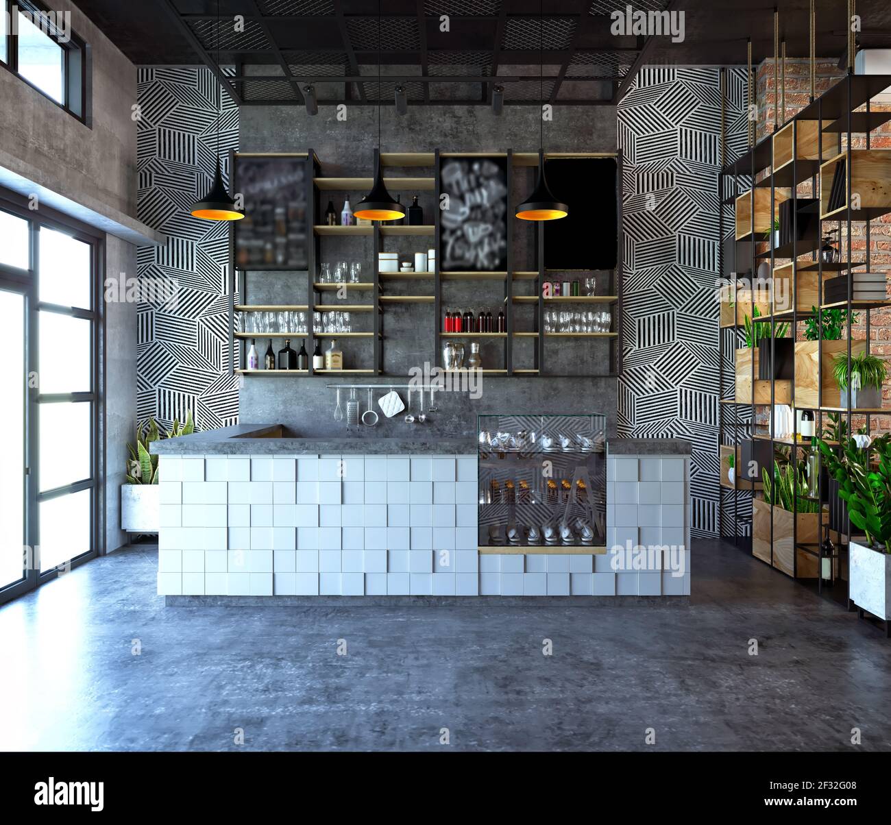 3d render of restaurant coffee shop Stock Photo - Alamy