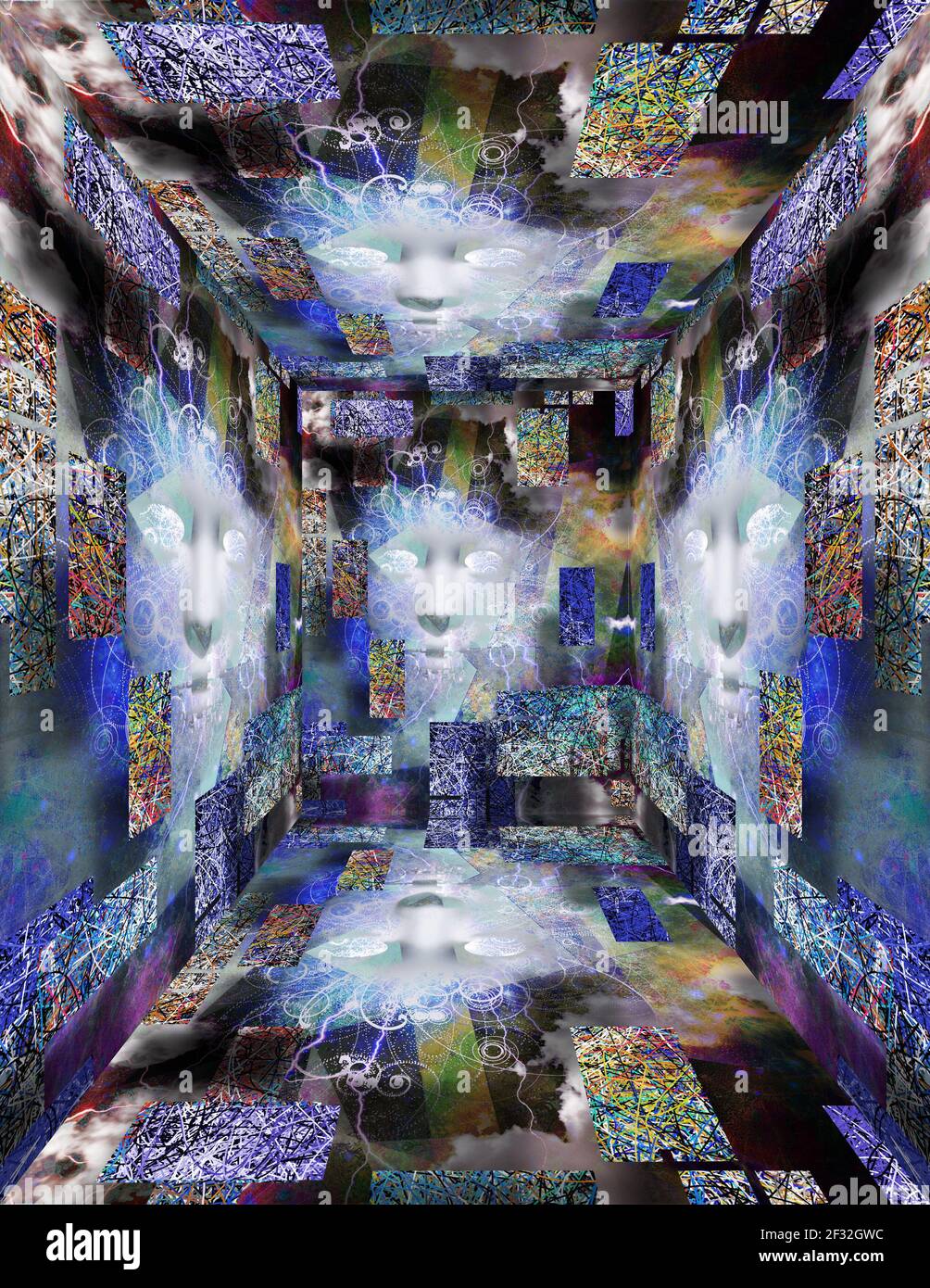 Abstract with faces. 3D rendering Stock Photo - Alamy