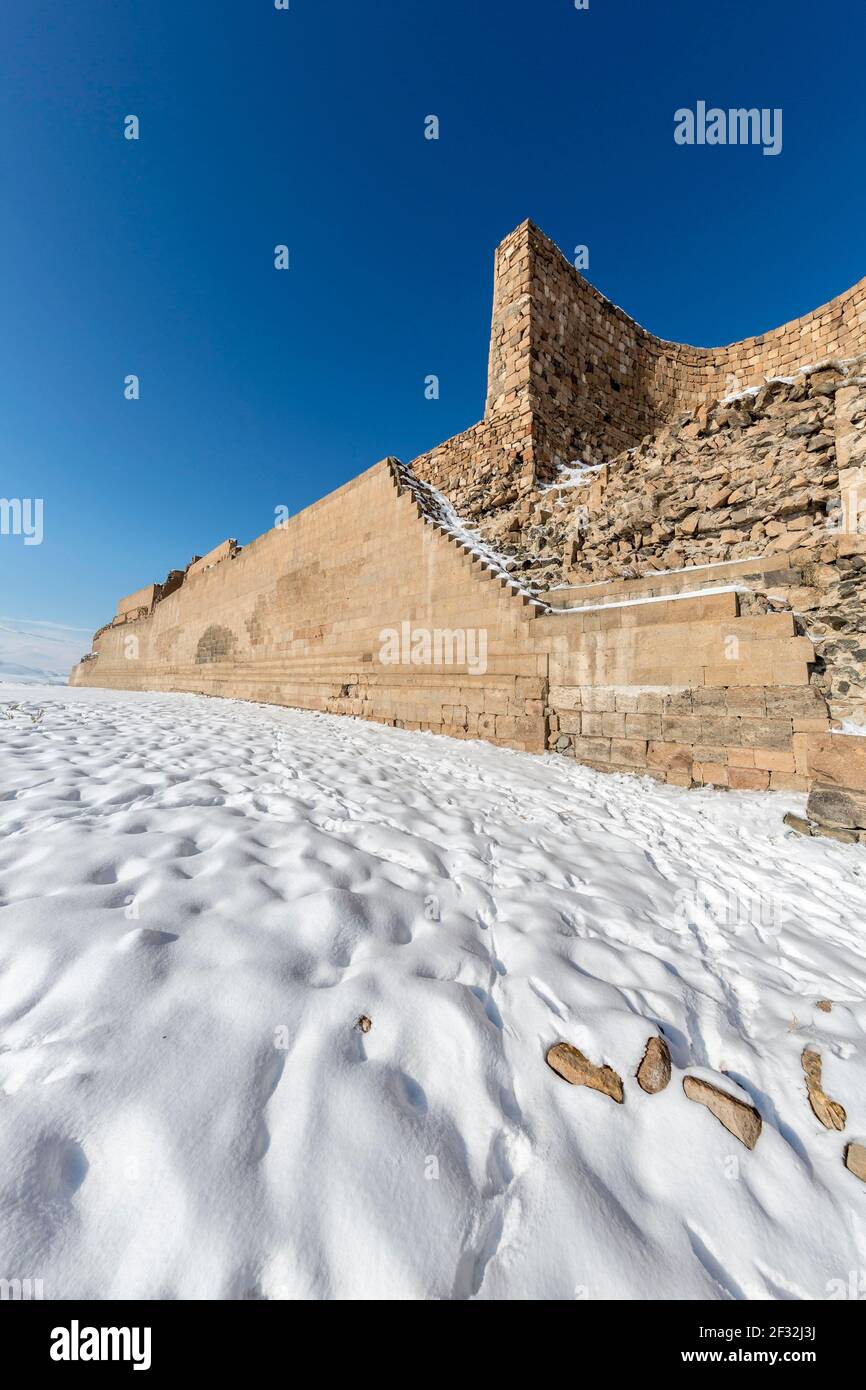 City walls of Ani. Ani is a ruined medieval Armenian town, now in the ...