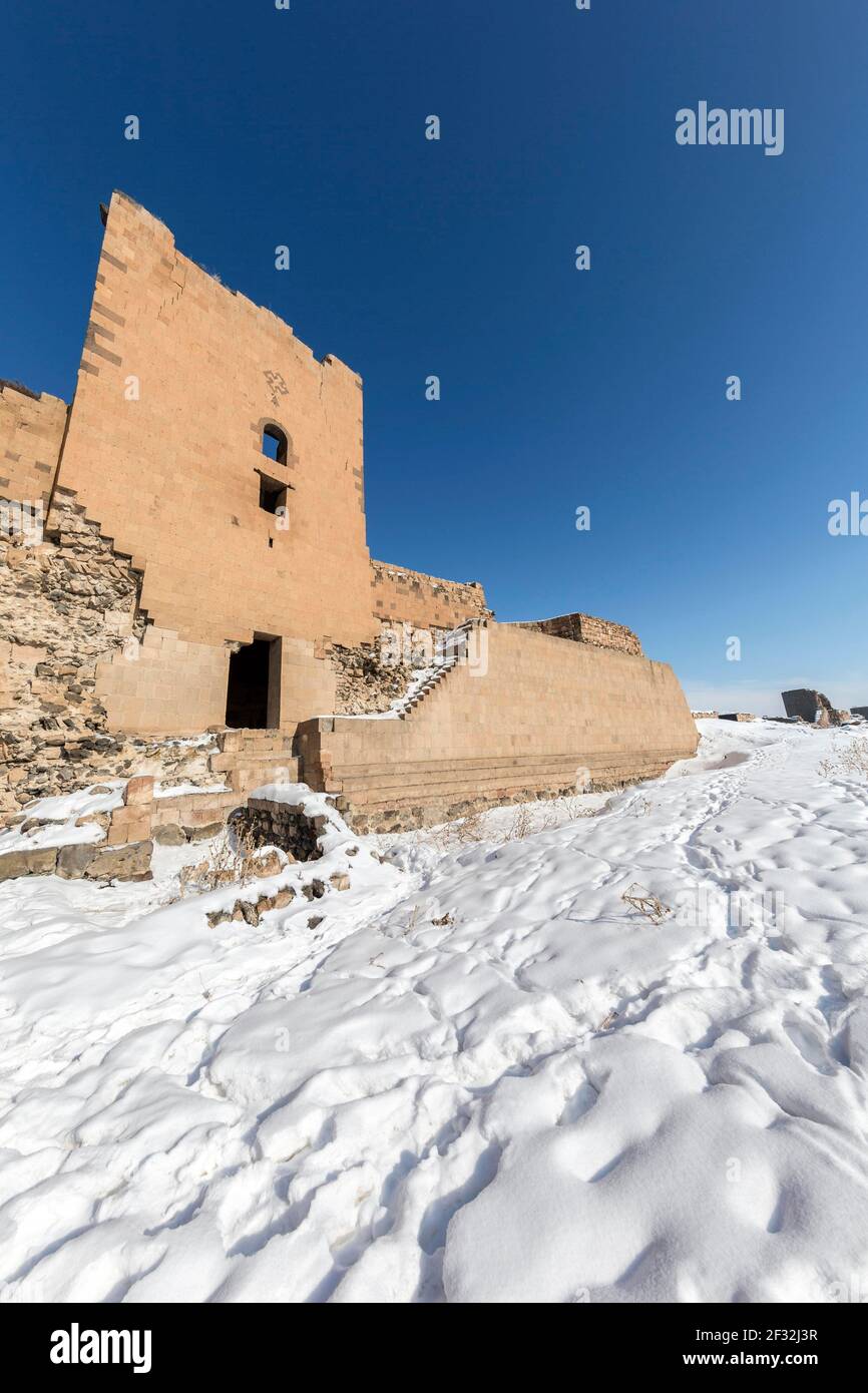 City walls of Ani. Ani is a ruined medieval Armenian town, now in the ...
